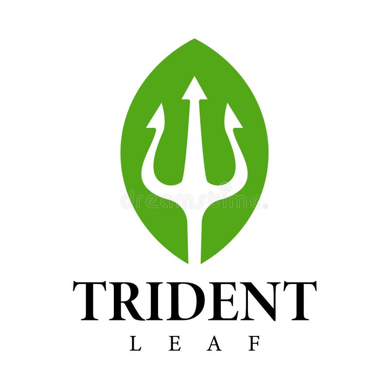 Simple Logo Combines the Green Leaf Shape with the Strong Trident Icon ...