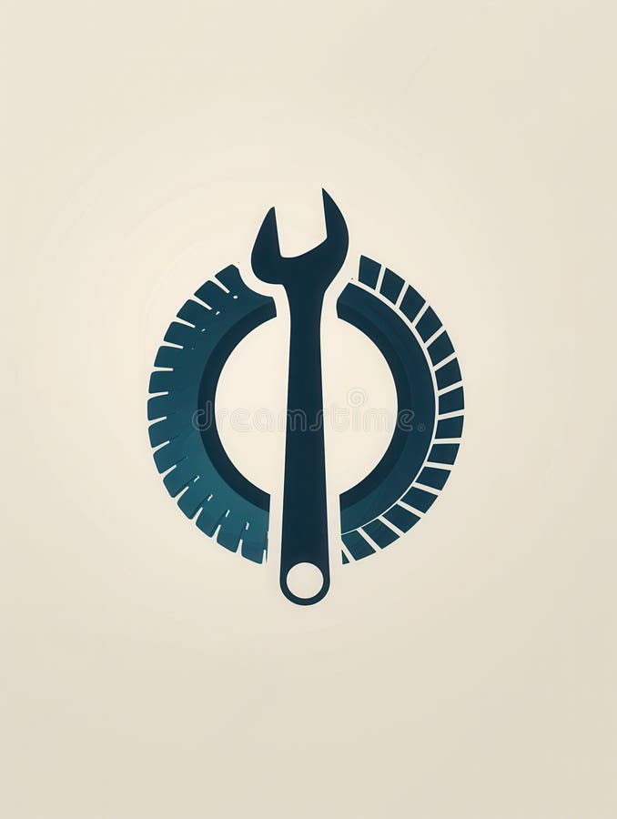 A Simple Logo Combining a Wrench and Gear Shapes, Representing Tools ...