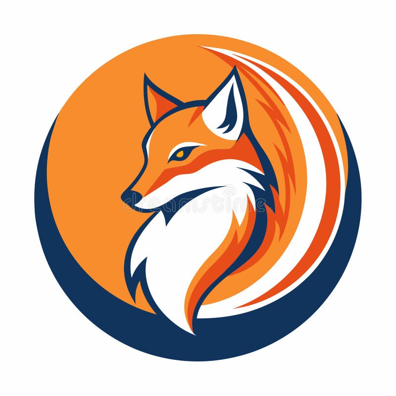 A Simple Logo Design Featuring a Foxs Head within an Orange Circle, Fox ...