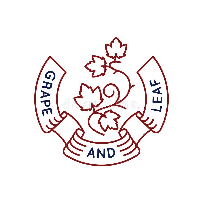 Simple Logo with Grape and Leaf Icon Stock Vector - Illustration of ...