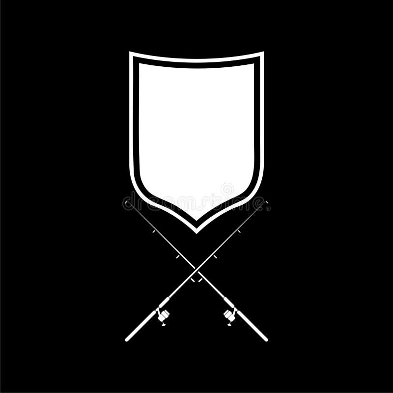 Simple Logo Icon Fishing Shield Isolated on Dark Background Stock ...