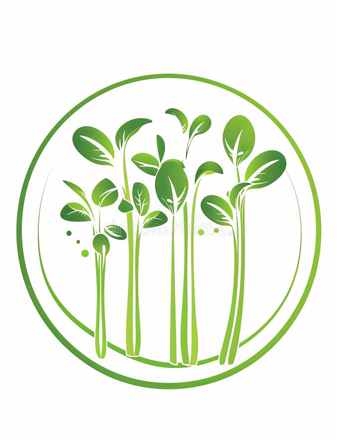 A Simple Logo Illustration Featuring Five Green Microgreens Inside of a ...