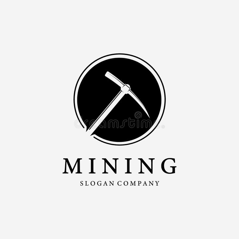 Emblem of Mining with Pickaxe Logo Vector, Line Art Badge of Minimalist ...