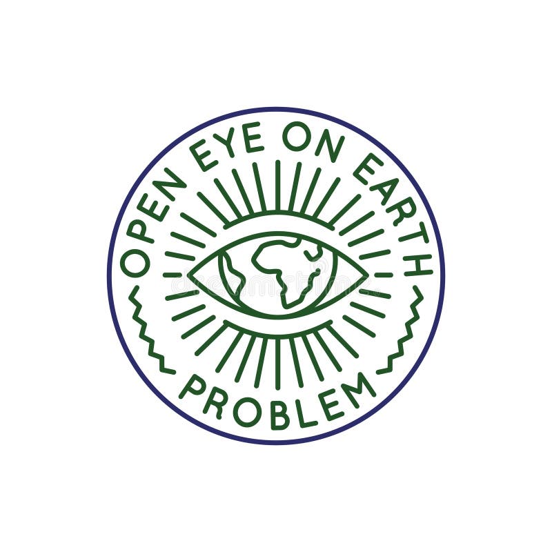 Simple Logo with Open Eye Earth Icon Stock Vector - Illustration of ...