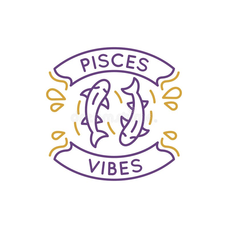 Simple Logo with Pisces Icon Stock Illustration - Illustration of ...