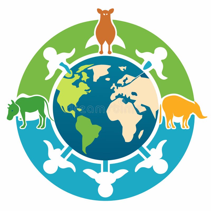 Simple Logo Representing Interconnection of Humans, Animals, and the ...