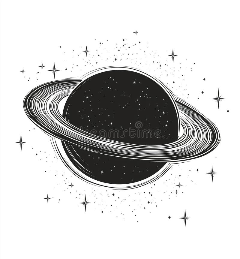 Simple Logo: Saturn with Stars Stock Illustration - Illustration of ...