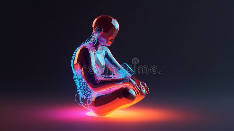 Simple Logo Technology Human-computer Connection. AI Generative Stock ...