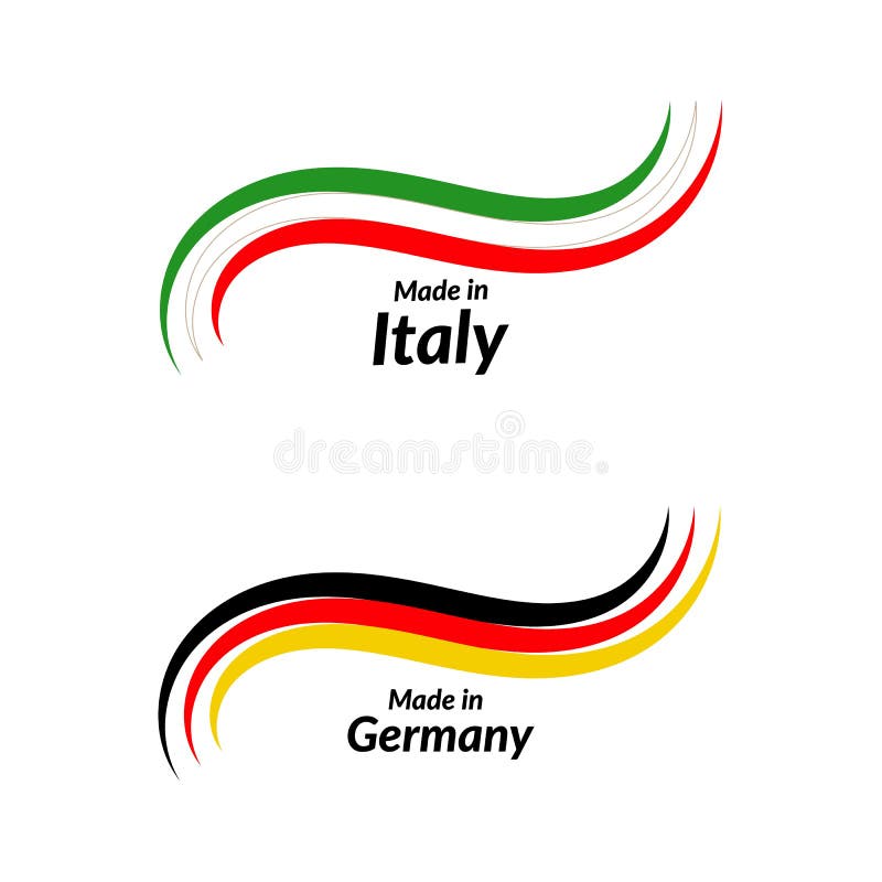 Simple Logos Made in Italy, Made in Germany Vector Logos with Italian ...