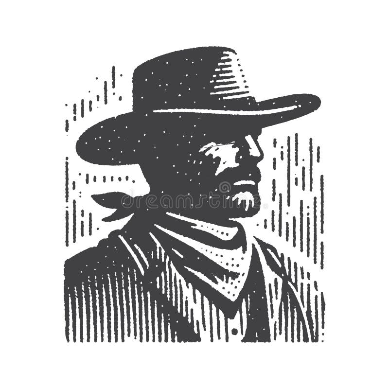 Lone Cowboy Side View Vector Vintage Retro Logo Illustration. Stock ...