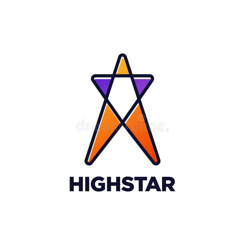 Simple Long High Star Logotype with Top Arrow Stock Vector ...
