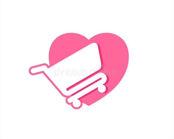 Simple Love Shape with Shopping Chart Inside Stock Illustration ...