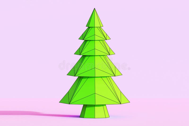 Simple Low Poly Christmas Tree Stock Illustration - Illustration of ...