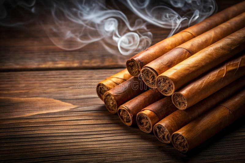 Simple and Luxury Background with Cuban Cigars and Smoke with Copy ...