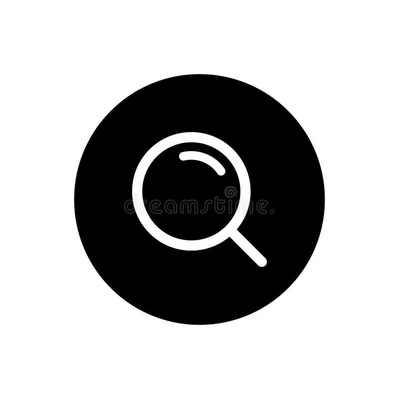 Simple Magnifying Glass, Magnifier Icon on Black Circle Stock Vector ...