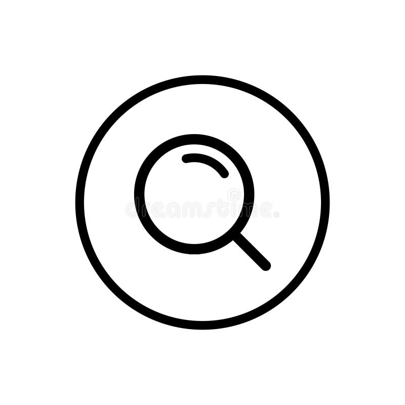 Simple Magnifying Glass, Magnifier Icon on Circle Line Stock Vector ...