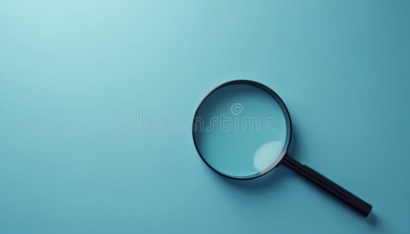 Simple Magnifying Glass on Plain Light Blue Surface. Tool for Detailed ...