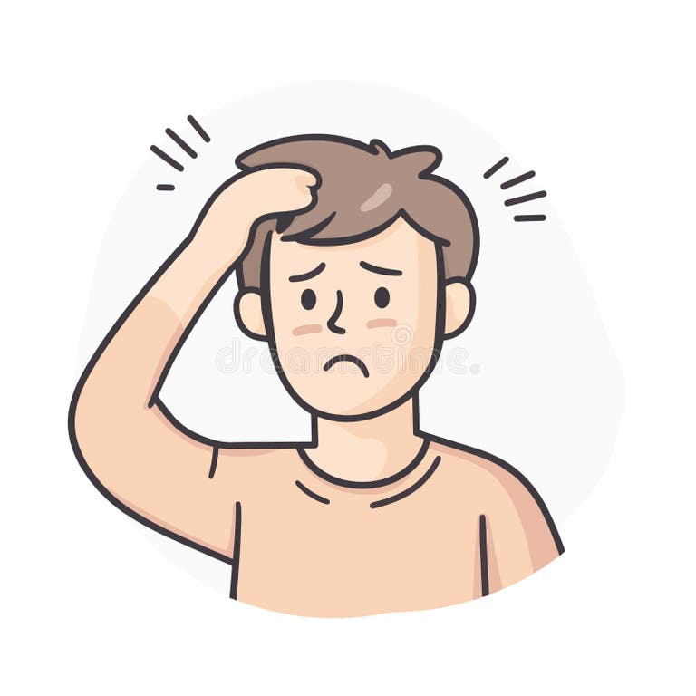 Simple Man Frowning Scratching Head in Confusion Flar Vector Stock ...