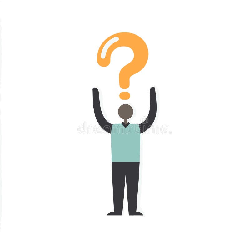 Simple Man Holding a Large Question Mark Above Head Flar Vector Stock ...