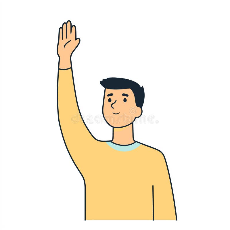 Simple Man Raising Hand Eager To Ask a Question Vector Stock ...