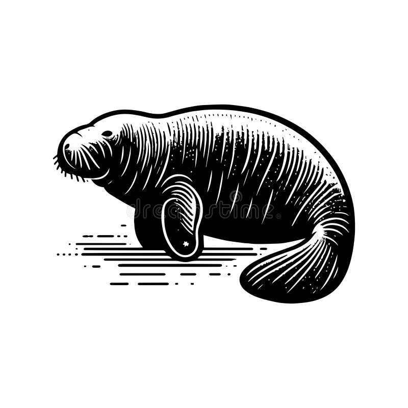 Simple Manatee Side View Vintage Logo Retro Vector Icon. Stock Vector ...