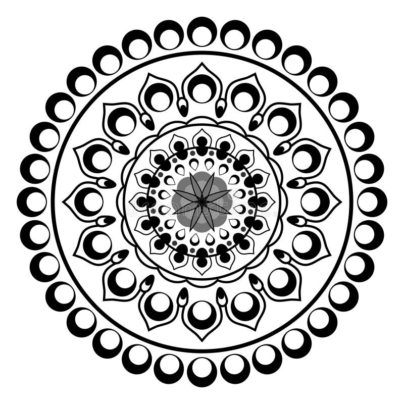 Simple Mandala Art with Dots, Circle and Curve Stock Illustration ...