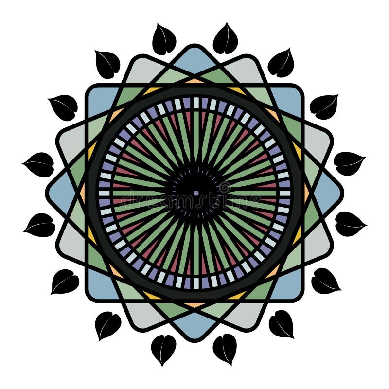 Simple Mandala Art with Leaf, Dots, Square, Strips and Sost Coloring ...