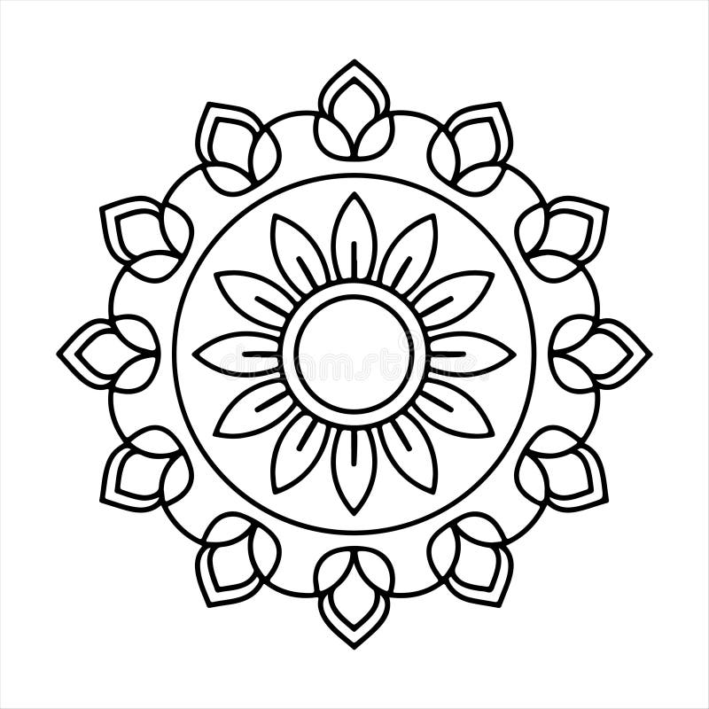 Simple Mandala Pattern Stunning Hand-drawn Dector Design for Relaxing ...