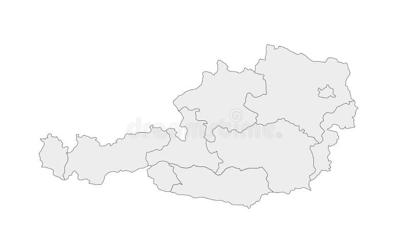 Simple Map of Austria Vector Drawing. Mercator Projection. Filled and ...