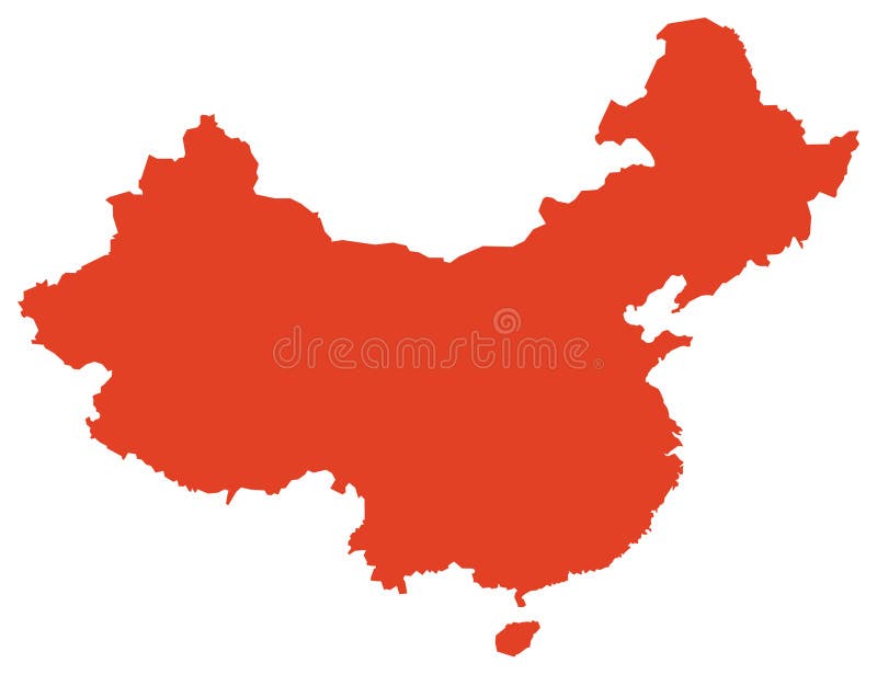 Simple Map of China Isolated on White. Stock Vector - Illustration of ...