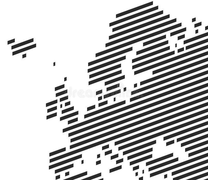 Simple Map of Europe Made with Diagonal Stripes Stock Illustration ...