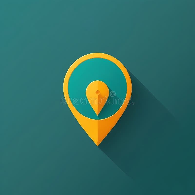 Simple Map Pointer Icon on Teal Background Flat Design Style Stock ...