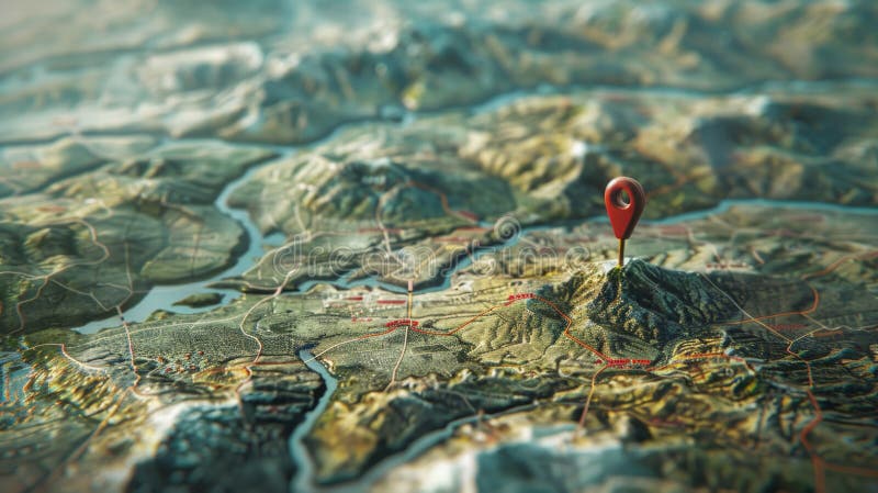 A Simple Map with a Red Pin Marking the Center Stock Image - Image of ...