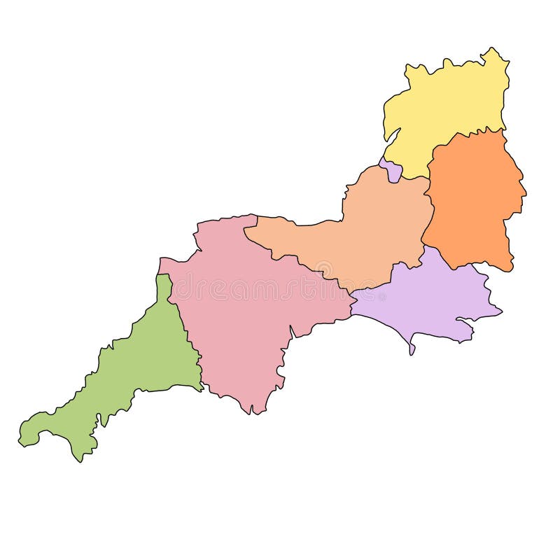 Colour Map of South West England is a Region of England, with Borders ...