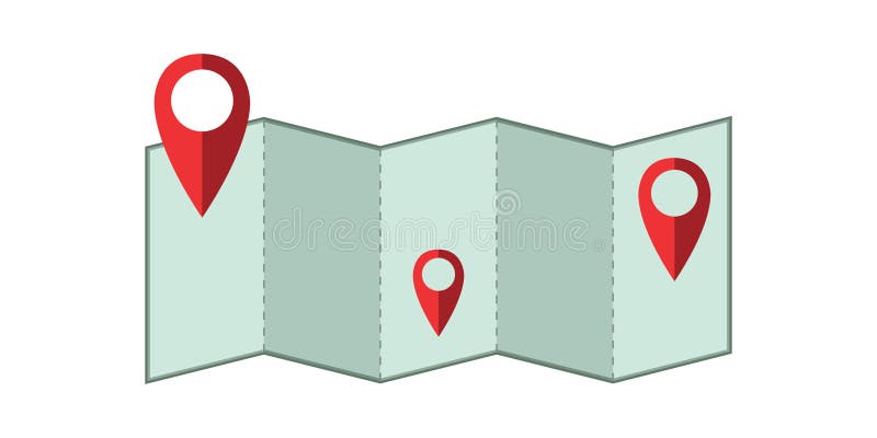 Simple Map Symbol with Location Pins Stock Vector - Illustration of ...
