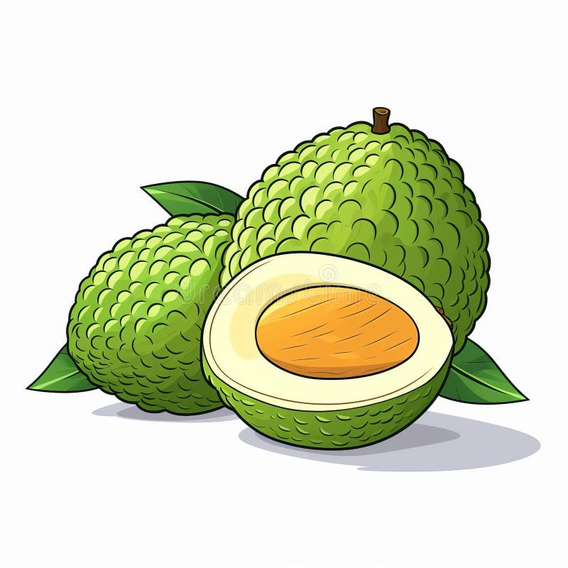 Simple Marker Drawing of a Breadfruit in Flat 2d Vector Stock Illustration - Illustration of ...