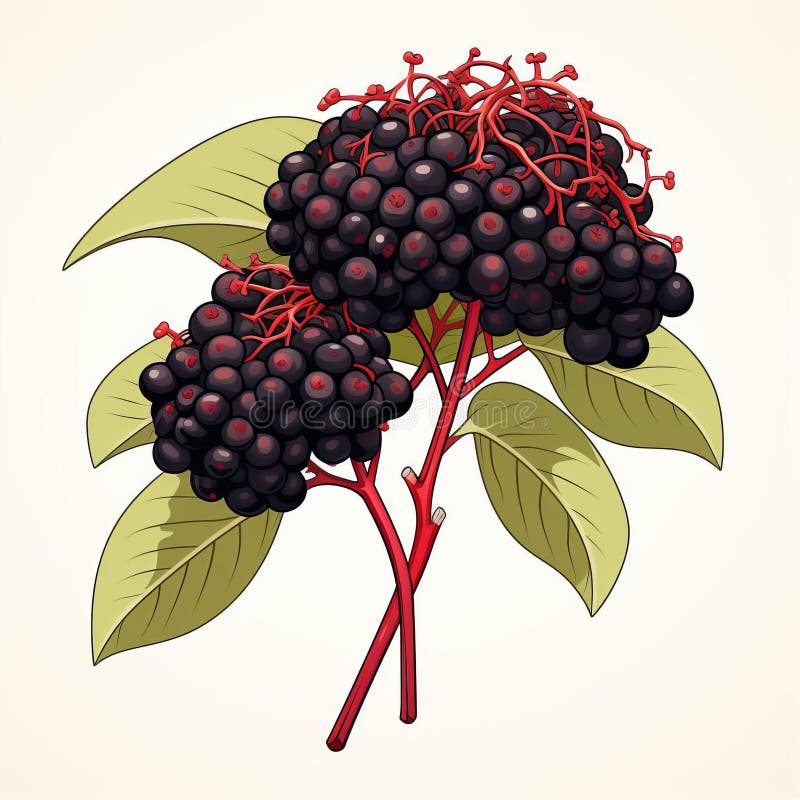 Simple Marker Drawing of Elderberry in Flat 2d Vector Stock ...