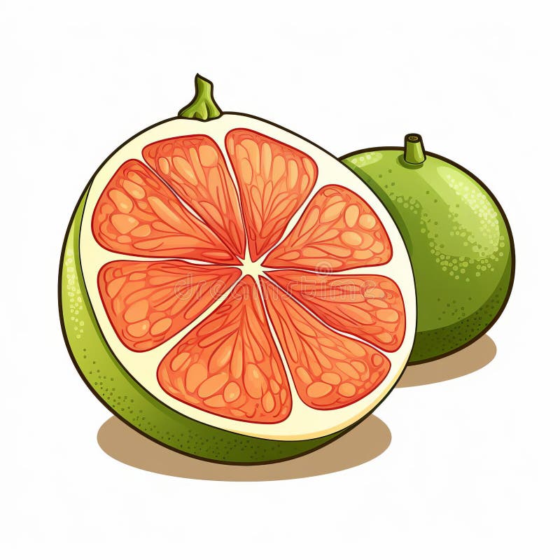 Simple Marker Drawing of a Pomelo Fruit, Flat 2d Vector Stock ...