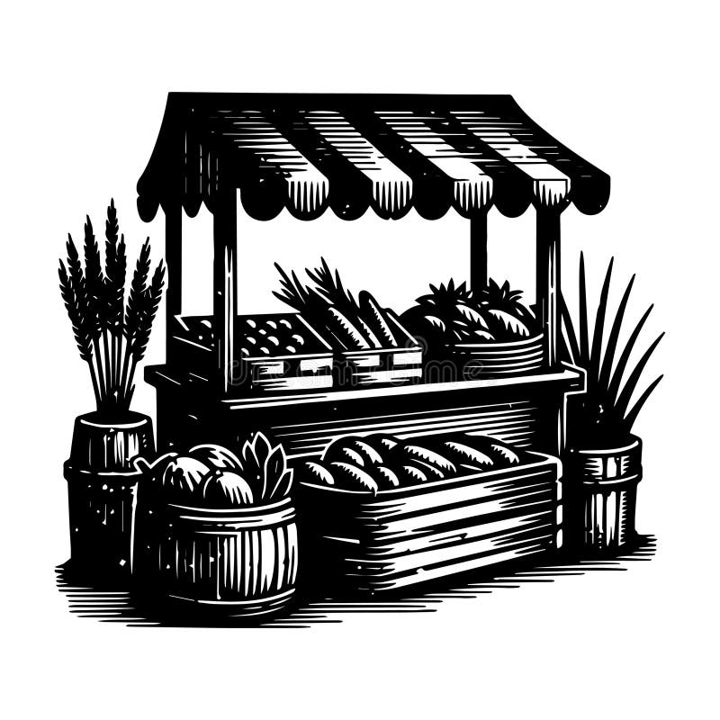Simple Market Stall Vector Icon Vintage Retro Logo Illustration Stock ...