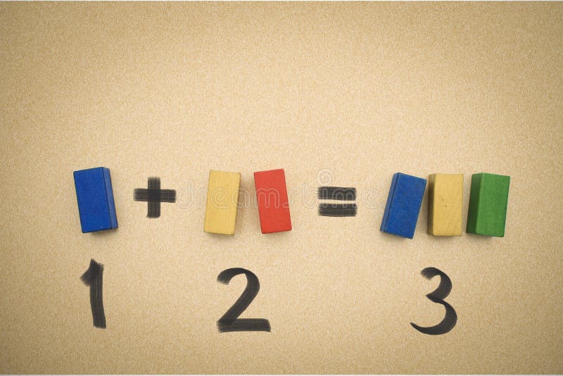 Simple Math Addition on Aged Paper for Kids Stock Image - Image of ...