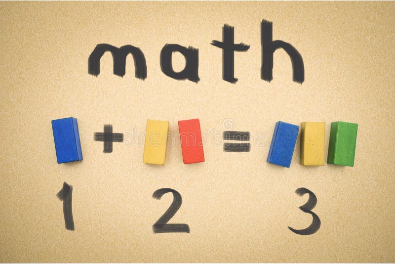 Simple Math Addition on Aged Paper for Kids Stock Image - Image of ...