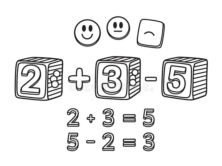 Simple Math Addition and Subtraction, Educational Coloring Page with ...