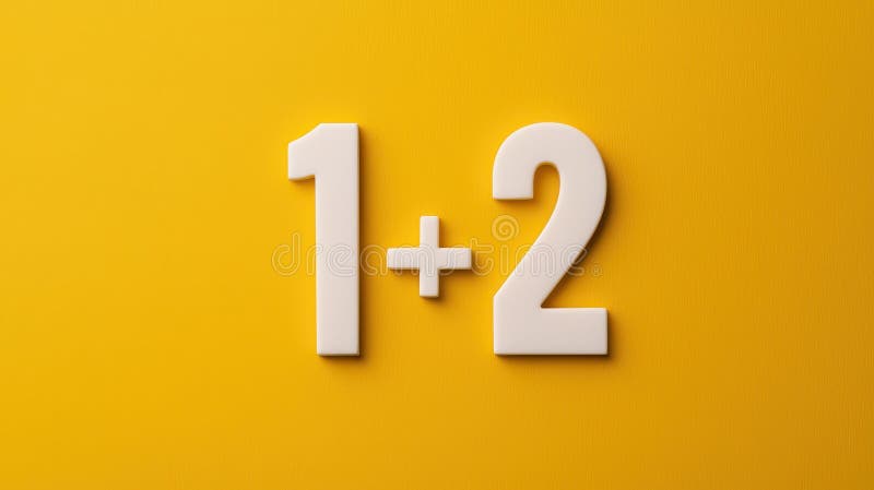 Simple Math Equation 1 2 3 White Numbers on Yellow Background Stock ...