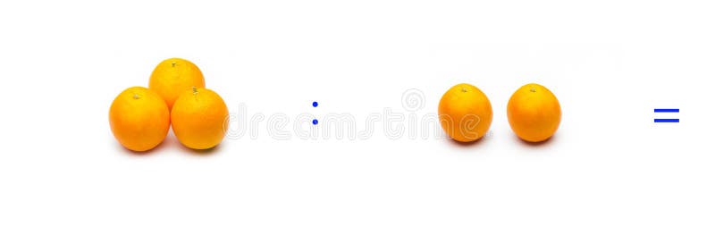 Division, Simple Mathematical Operation; Division between Oranges Stock ...