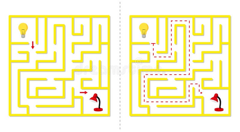 Simple Maze Abstract Game with Answer. Easy Labyrinth for Kids Stock ...