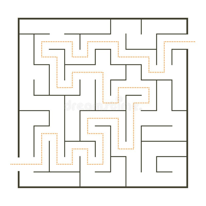 Simple Maze with Path Solution Stock Vector - Illustration of path ...