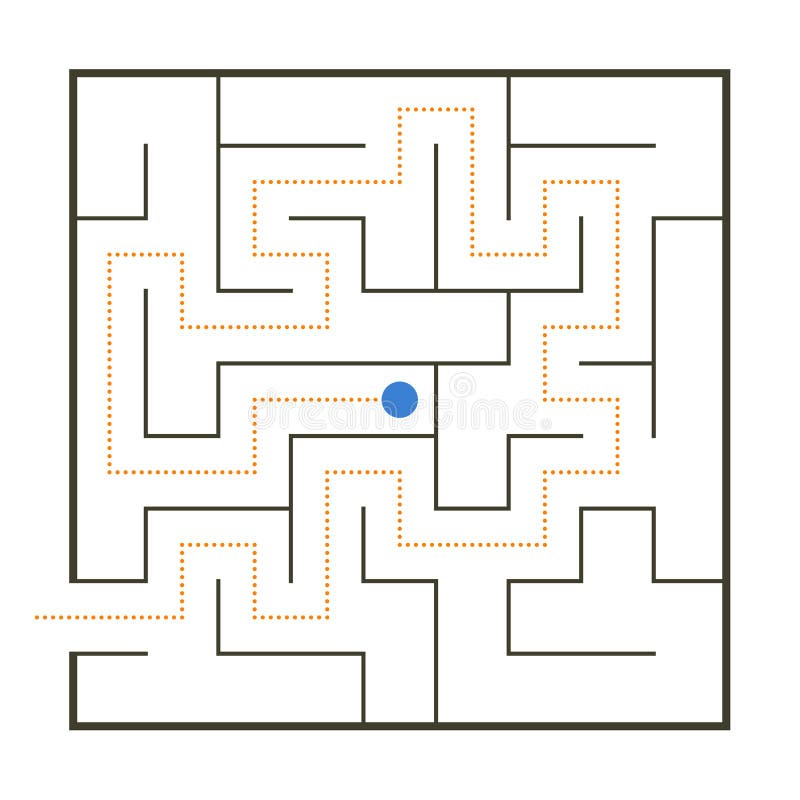 Simple Maze with Path Solution Stock Vector - Illustration of decision ...