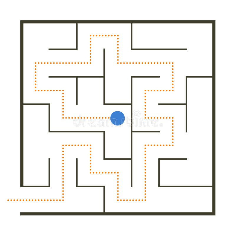 Simple Maze with Path Solution Stock Vector - Illustration of deadlock ...