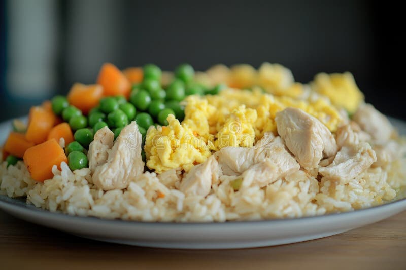 A Simple Meal of Rice and Mixed Vegetables Served on a White Plate ...