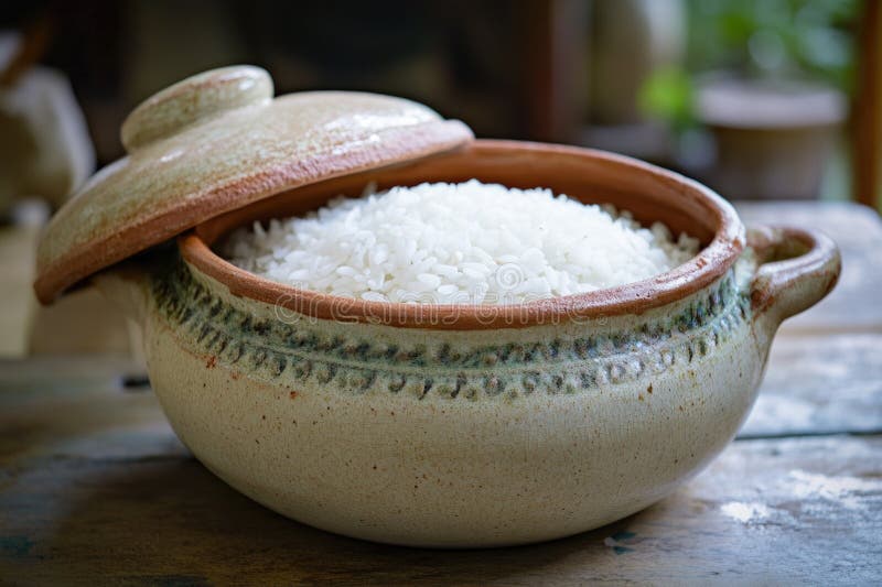 A Simple Meal Setting with a Bowl of Cooked Rice on a Table Stock Image ...